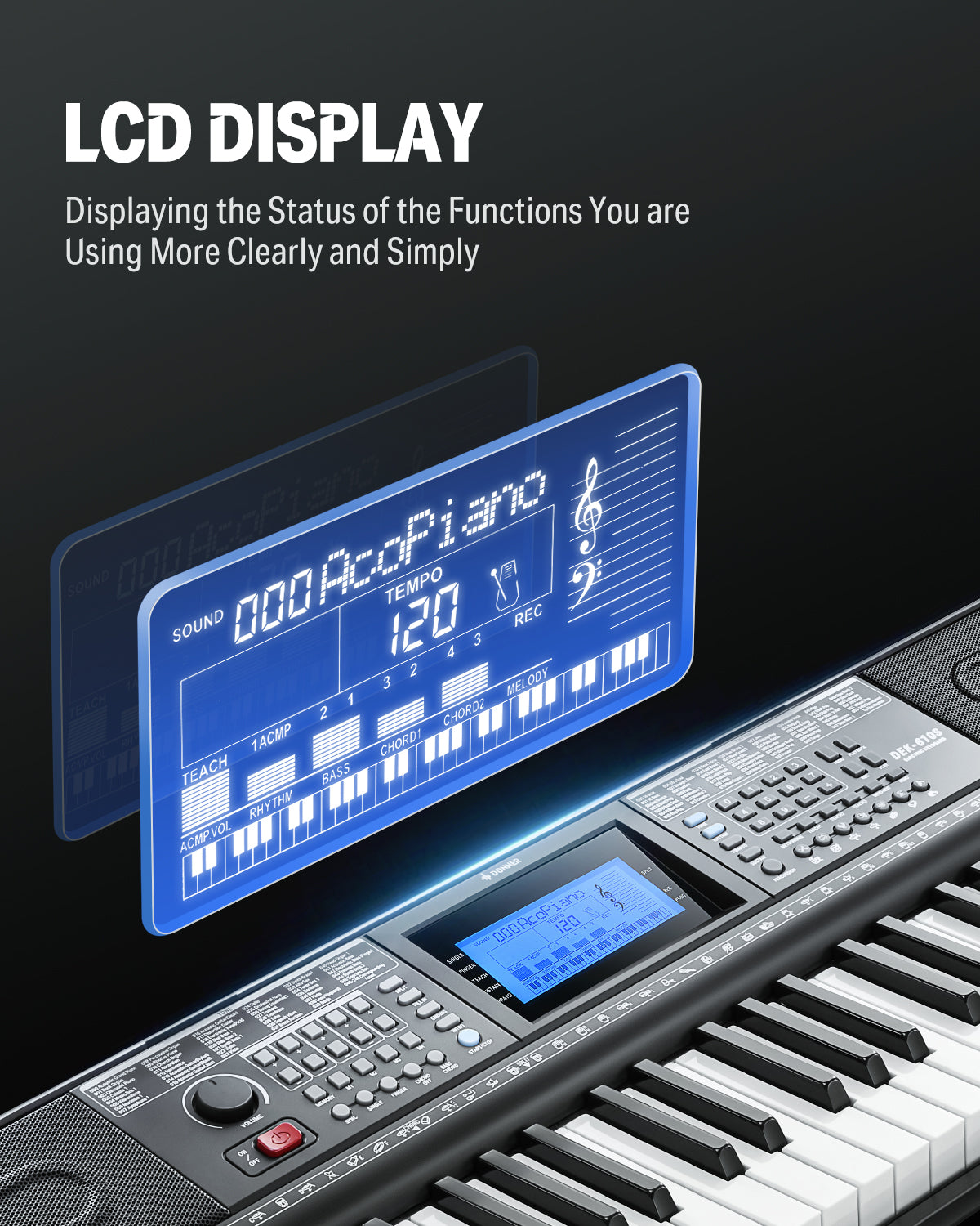 Donner DEK-610s Portable Piano Keyboard 61 Keys for Beginner with keyb ...