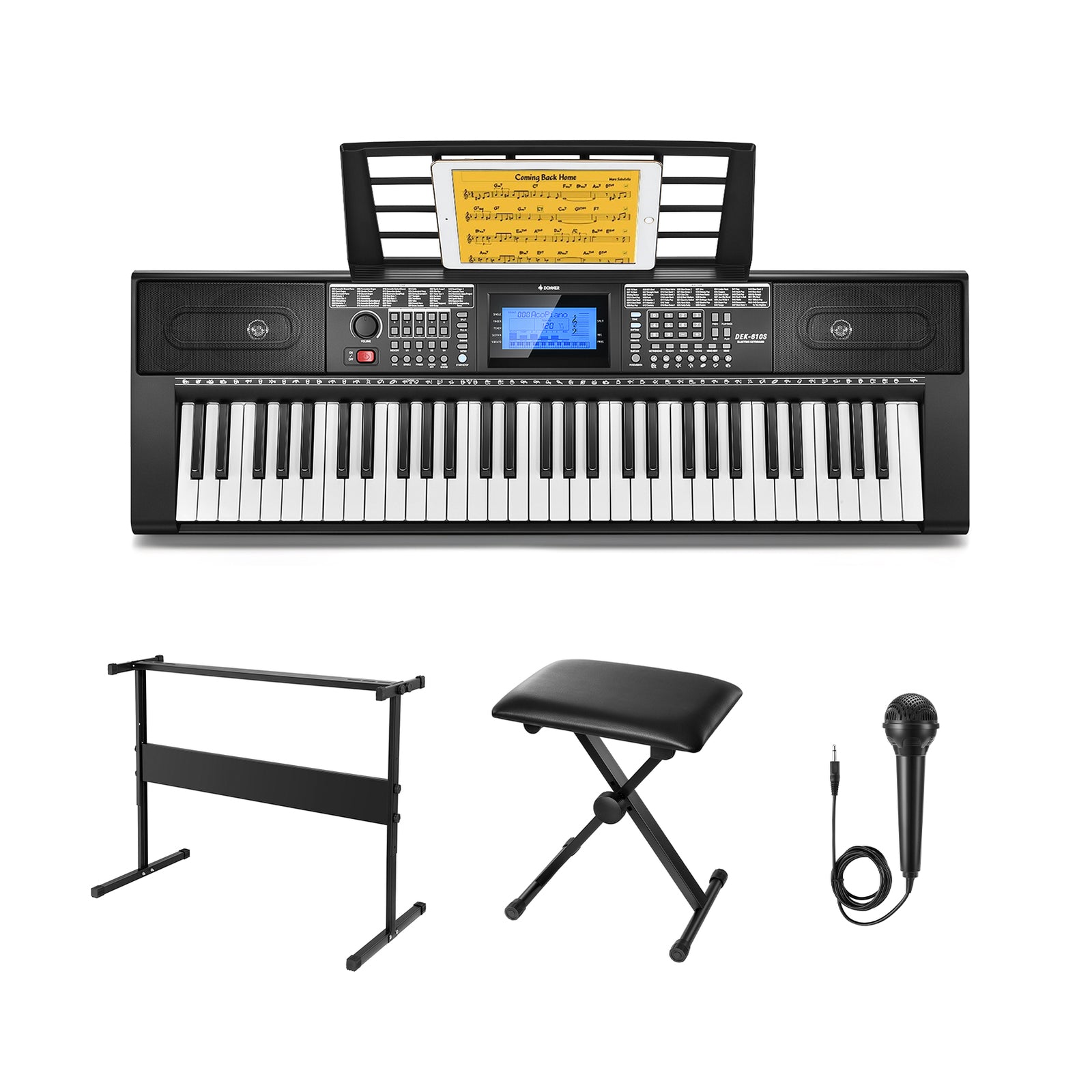 Donner DEK-610s Portable Piano Keyboard 61 Keys for Beginner with keyb ...