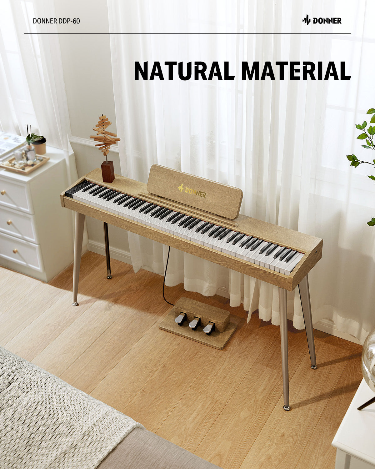 Donner DDP-60 88-Key Semi-Weighted Upright Keyboard Piano + Pedal ...