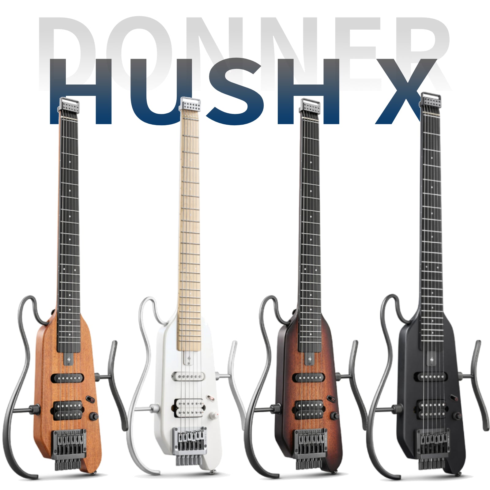 HUSH-X Electric Guitar / Headless Travel Guitar for Quiet Practice – Donner