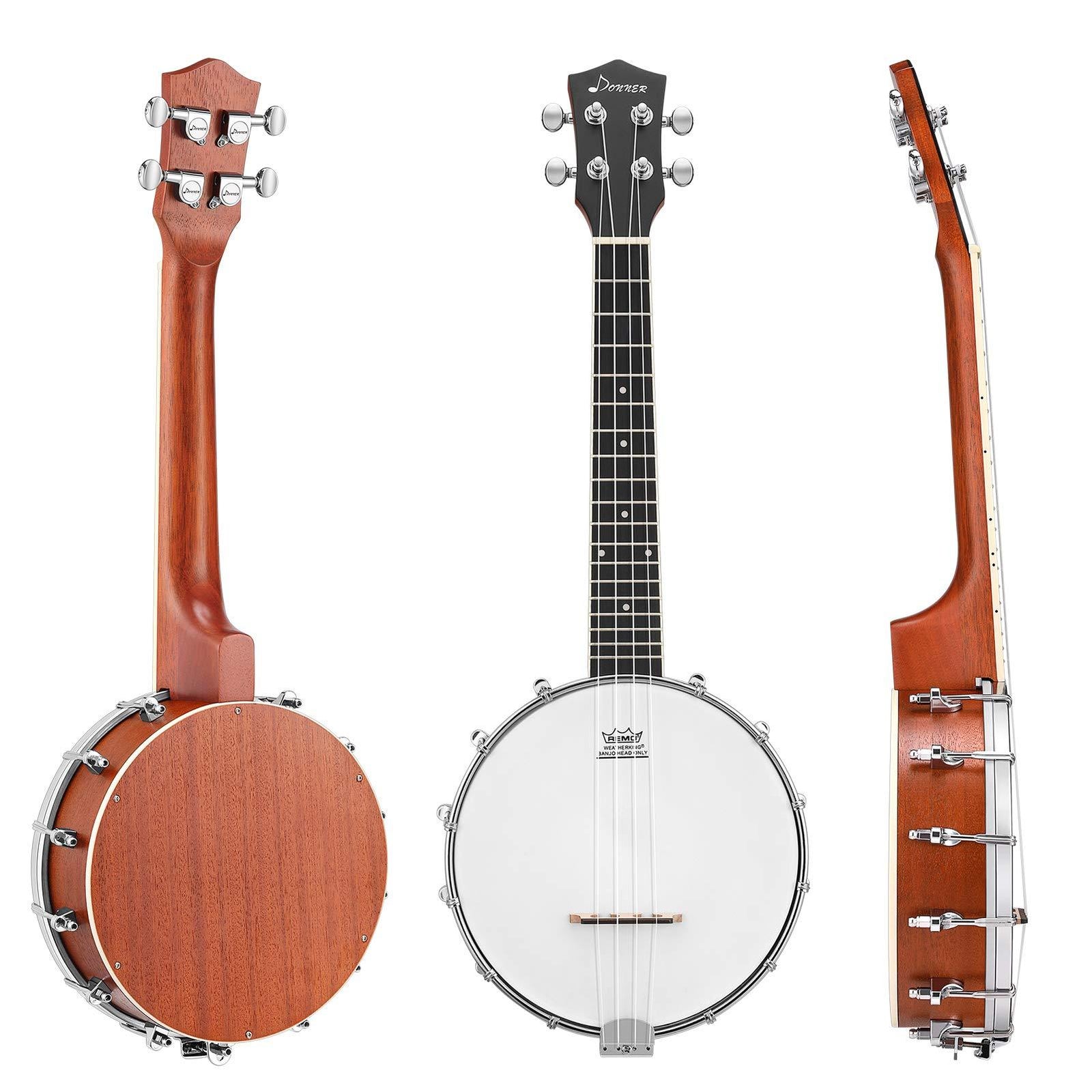 Donner DBU-200 Banjolele, 4 String Banjo Ukulele Concert 23 Inch Remo ...