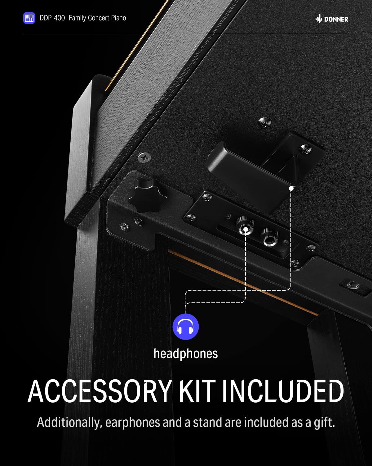 Donner DDP-400 Upright Digital Piano 88-Key Weighted Black with Three ...